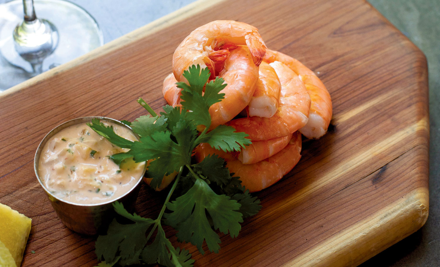 Poached Gulf Shrimp with Pineapple Tartar Sauce